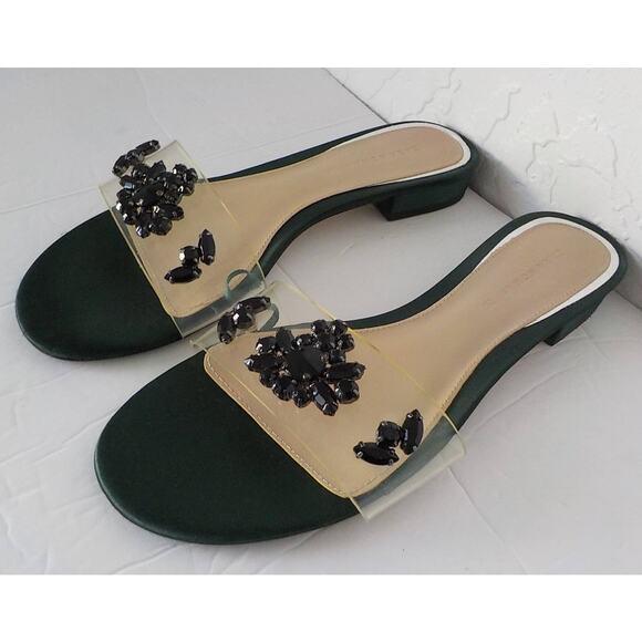 Zara | Shoes | Zara Clear Green Slide Sandals Women Size 39 Eu 8 Us Low ...